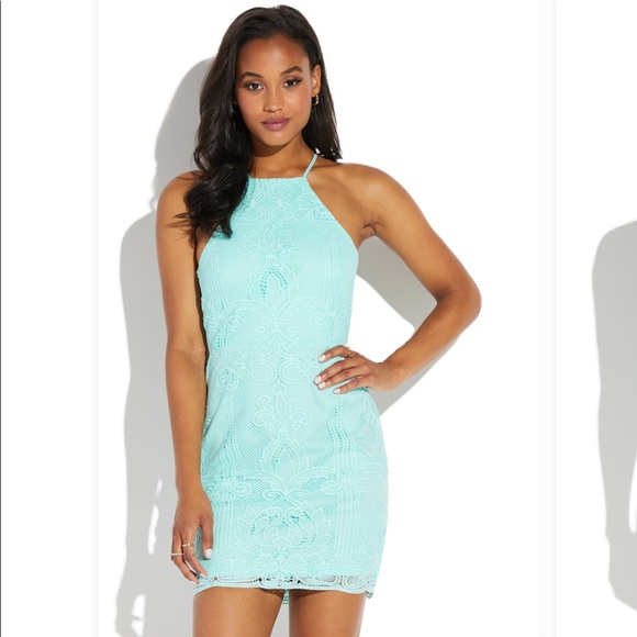 Dresses | Sexy Mint Green Mini Lace Halter Dress | Poshmark